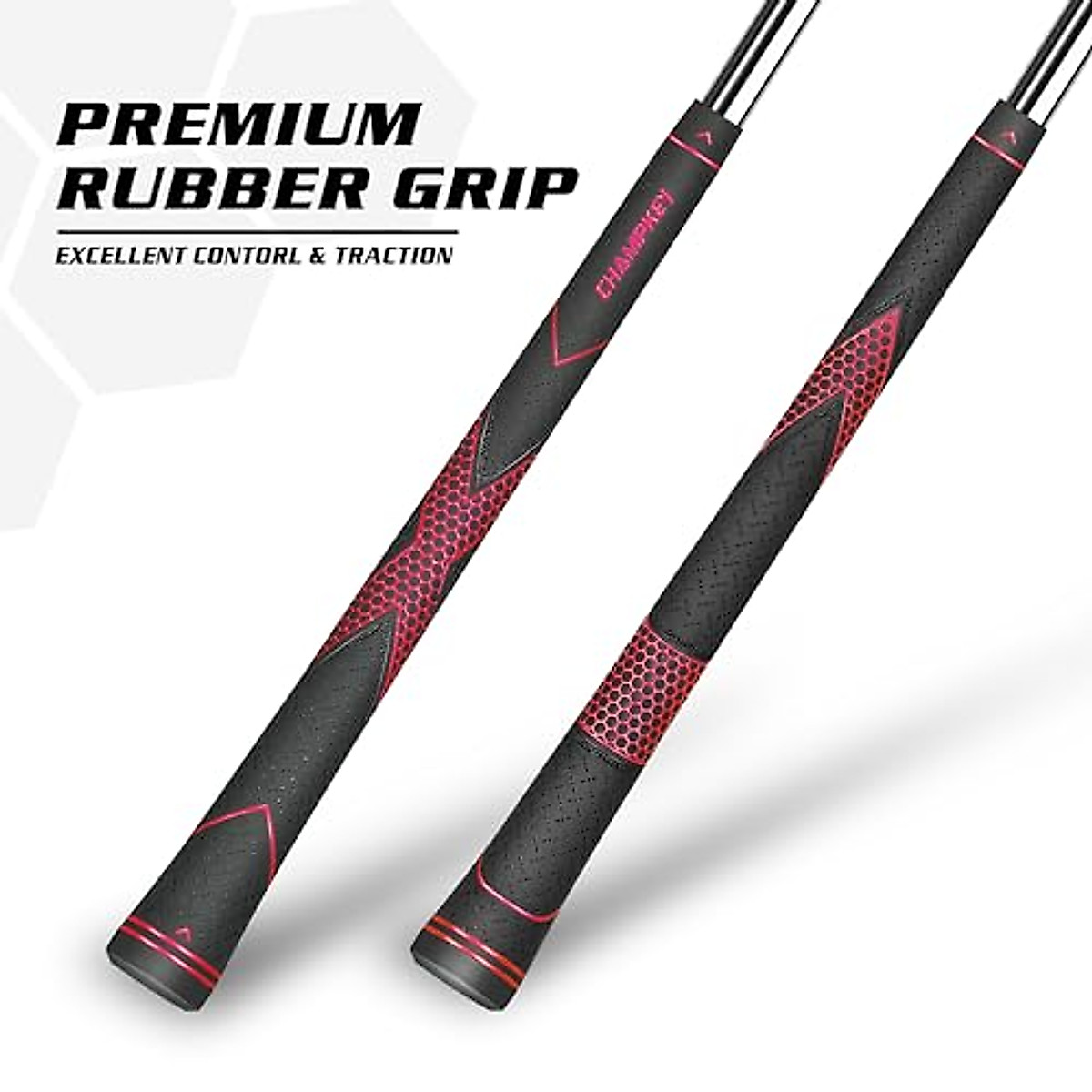 CHAMPKEY Premium Rubber Golf Grips 13 Pack | High Traction and Feedback Rubber Golf Club Grips | Choose Between 13 Grips with 15 Tapse and 13 Grips with All Kits