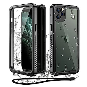 WIFORT iPhone 11 Pro Waterproof Case Built-in Screen Protector Water Resistant Cover Protective Drop Protection Hard, Shockproof Full Body Defender Tough Military Grade - 5.8" Black