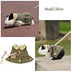 CooShou Guinea Pig Clothes Harness Leash Rabbit Clothes Dress for Bunny Dress with Bowknot Small Pet Adjustable Vest Harness Leash for Bunny Ferret Iguana (L)