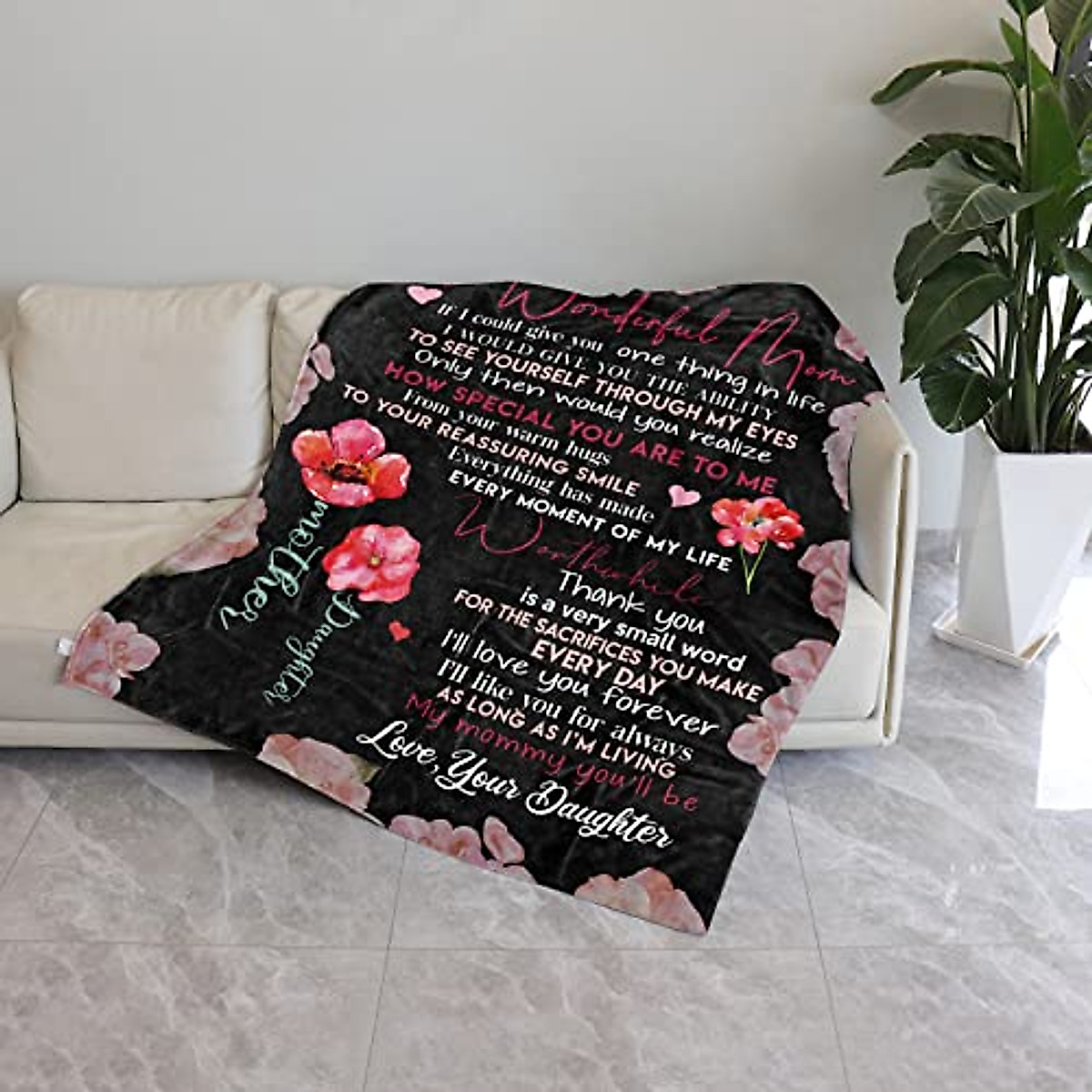 TURMTF Mother Day Birthday Gifts for Mom, Gifts for Mom from Daughter, for Mother Soft Throw Mom Blanket (Size 55"x70")