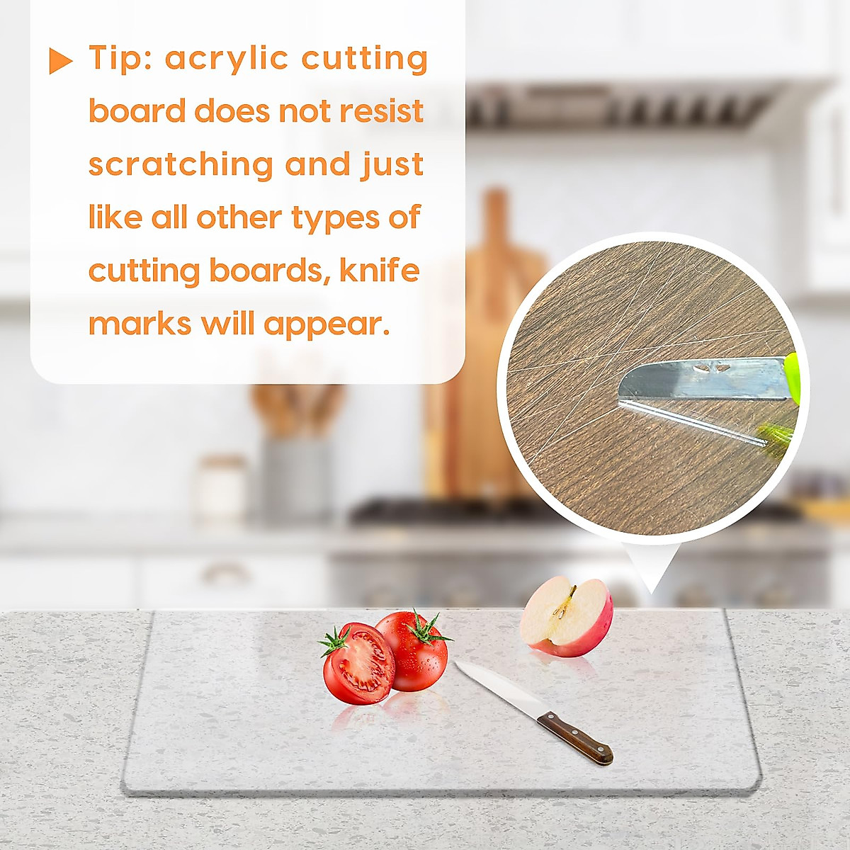 Acrylic Cutting Board with Counter Lip, 17" x 13" Clear Cutting Board Non Slip for Kitchen Countertop, Upgraded Thicker Large Cutting Board for Countertop Protector, Essentials Kitchen Gadgets