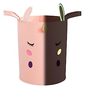 HOMBYS Glow in The Dark Bunny Hamper-Kids Laundry Basket, Large Cute Design Storage Bin for Toys& Clothes, Dinosaur Room Decor for Boys&Girls, Laundry Hamper with Handles, Durable-16"x14"x14"