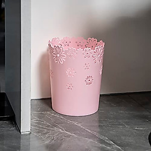 SADDROP Cute Trash can Pink Trash can Pink Bathroom Trash can Hollow Flower Shape Plastic Lidless Wastepaper Baskets,Creative Trash Can,Wastebasket (M)