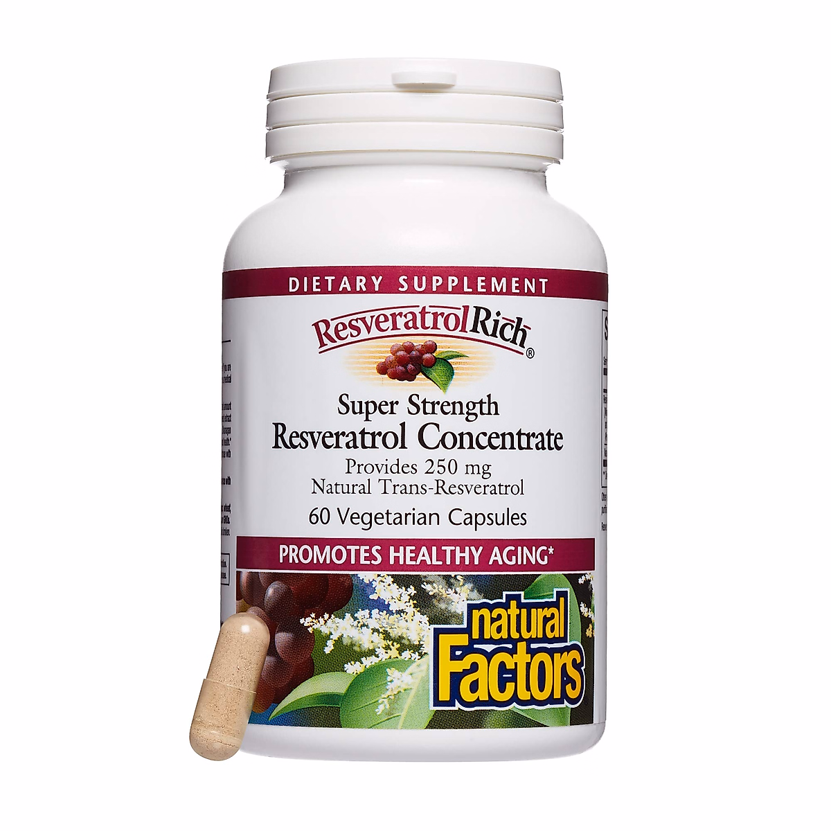 ResveratrolRich by Natural Factors, Super Strength Resveratrol Concentrate, Promotes Healthy Aging, 60 capsules (60 servings)