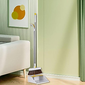 Broom with Dustpan Combo Set Brooms and Dustpan Set Double-Layer Scraper Foldable Dustpan Sweeping Brooms 180-degree Rotatable Brooms for Vertical Storage Broom Set Dust Pan and Broom Set