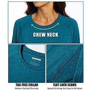 MAGCOMSEN Long Sleeve Shirts for Women Workout Running T Shirts Athletic Quick Dry Gym T Shirts Summer Lightweight Hiking Fishing T Shirts Peacock Blue L