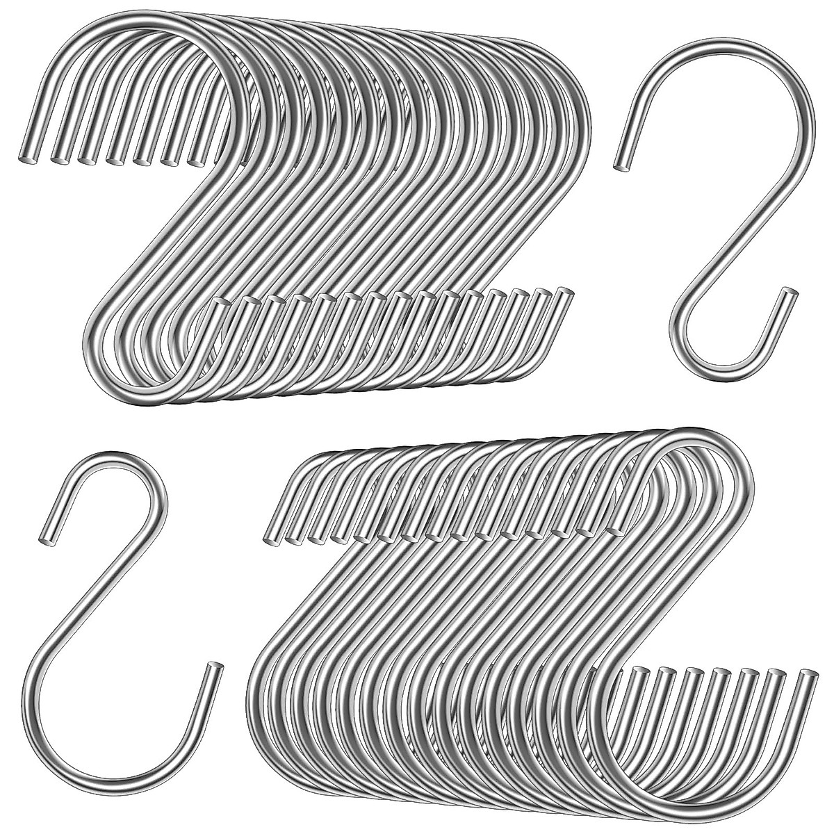 Dapute 60 Pack 1.8 inch Small S Hooks for Hanging, Stainless Steel S Hook Heavy Duty, Rust-Free Mini S Shaped Hooks for Wire Shelf Hanging Plants Jewelry Kitchen Utensils Ornament Light Mugs