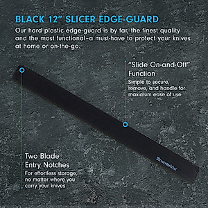 Messermeister 12” Slicer Edge-Guard, Black - Fashionable & Functional Knife Protector for Carving & Slim-Blade Knives - 2 Blade Entry Notches - 12.5” x 0.9375”