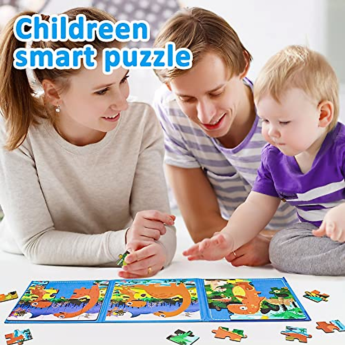 Jade Hare Magnetic Puzzles for Kids Ages 3-5 40 Pieces Paper Puzzle Book Road Trip Learning Magnet and Toys for Travel Puzzles for Toddlers 3-8 Aged Boys and Girls Advanced Dinosaur…