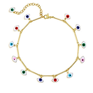 Fettero Anklet Bracelets for Women Gold Plated Dainty Waterproof Anklet Adjustable Delicate Beach Anklet Jewelry Beaded Ball Tennis Link Anklet Summer Boho Beach Foot Jewelry for Women Gifts