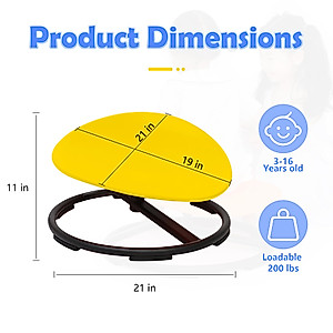 makarci Kids Sensory Swivel Chair - Spinning Chair for Autistic Kids, Toddlers & ADHD, Sit and Spin Toy for Autism Sensory Play, Body Coordination, and Relieving Motion Sickness(Yellow)