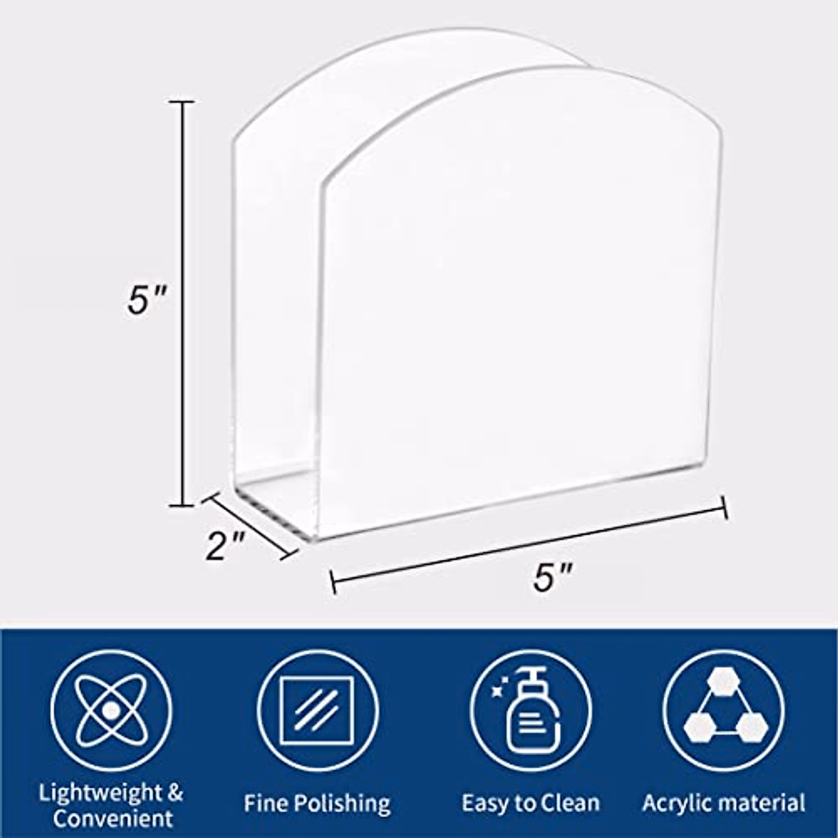 MAJOYLIFE Acrylic Napkin Holder 2 Pack,Thickened U-shaped Napkin Dispenser,Cocktail Wavenapkin Holders for Kitchen Restaurant Bar and Cafe(White)