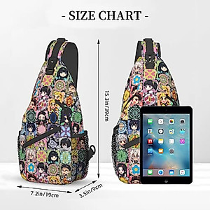 Anime Crossbody Sling Backpack Lattice Sling Bag Travel Hiking Chest Bag Daypack For Purses Shoulder Bag Women Men'S