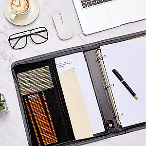 Cholemy 5 Pack 3 Ring Zippered Binder 1 in Portfolio Organizer for 9" x 12'' Documents Binder with Zipper Business Checkbook Binder for School Check Document Paper Notes, 200 Sheet Capacity (Black)