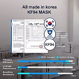 [KF94 Certified] HANMAUM 3D Face Safety Mask for Adult Protection from Fine Dust [100% Made in KOREA] Filter Efficiency ≥ 98% (30 PACK)