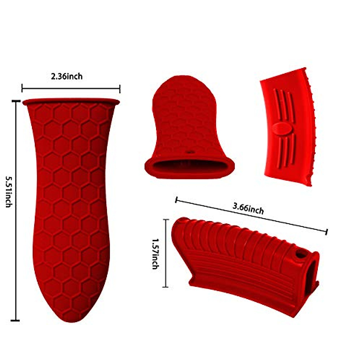 3Pcs Silicone Hot Handle Holder Non Slip Pot Holders Cover，Cast Iron Skillets Handles Covers Heat Resistant Pot Sleeve Grip Cookware Handle for Frying Cast Iron Skillet Metal Pan（Large red）