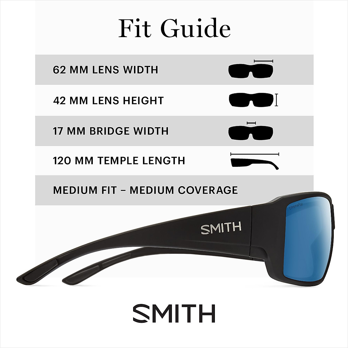 SMITH Guide’s Choice Sunglasses – Performance Sports Active Sunglasses for Biking, Running, Fishing & More – For Men & Women – Matte Black + Blue ChromaPop Polarized Mirror Lenses