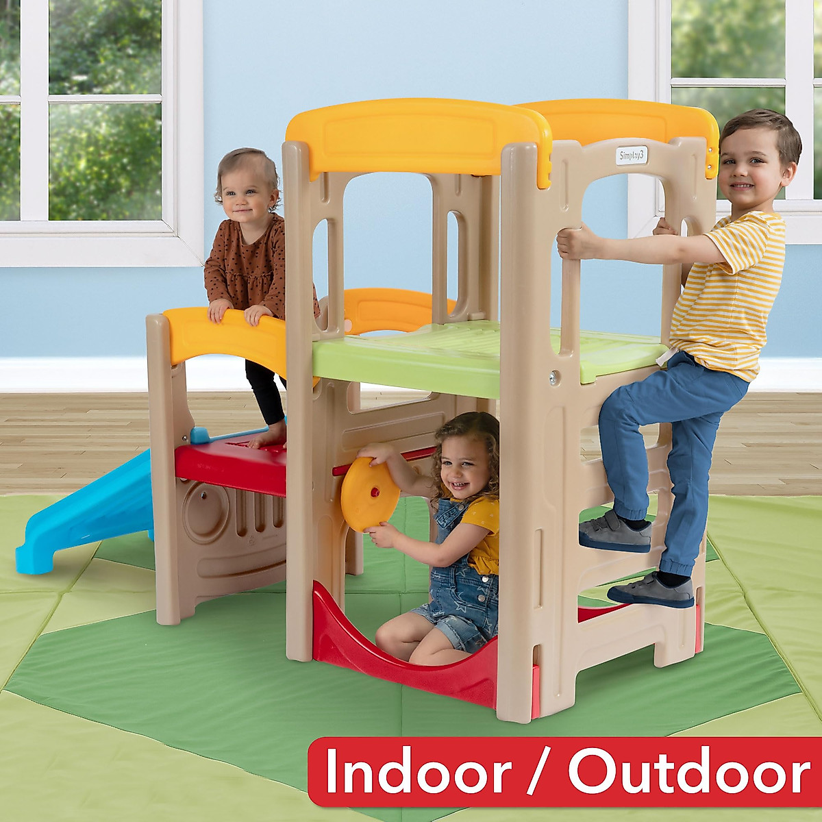 Simplay3 Young Explorers Adventure Climber - Indoor Outdoor Crawl Climb Drive Slide, Year-Round Playset for Children