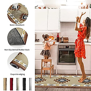 Kitchen Mat 2PCS, Bohemia Geometric Southwest Native Kitchen Rugs for Kitchen Organization, Home Decor Anti-Fatigue Kitchen Floor Mats Non-Slip Kitchen Decor Runner Rug, Room Decor Standing Desk Mats