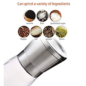 Professional Salt and Pepper Grinder Set of 2 - Brushed 304 Stainless Steel, Adjustable Ceramic Coarseness, Pepper, Sesame, Spice Salt Shaker, Pepper Grinder, Added Bonus Two Cleaning Brush- 6 Oz