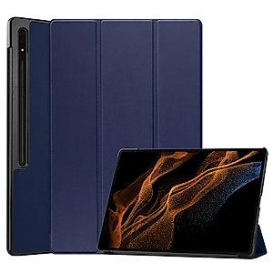 elitegadget Tri Fold Case for Samsung Galaxy Tab S9 Ultra 14.6 Inch (SM-X910/X916/X918) - Lightweight Tri-Fold Auto Wake/Sleep Cover for Galaxy Tab S9 Ultra (2023 Released) (Navy Blue)
