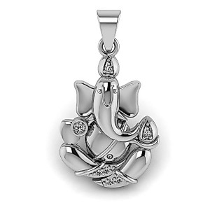 SirDaksh Lord Ganesh Spritual Cubic Zircon Silver Pendant Charm Pendant