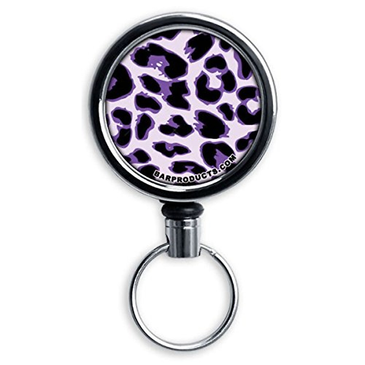 BarConic Mini Opener with Retractable Reel - Purple Cheetah