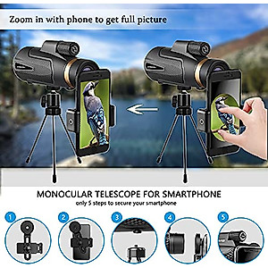 AYRAVIIO 12×60 Monocular Telescope with Smartphone Holder & Upgraded Tripod, High Powered SMC & BAK4 Scope for Adults, Birthday Gifts for Men Dad Him Husband Boyfriend, Gadgets for Birdwatching