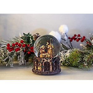 Elanze Designs Nativity Town 100 MM Christmas Snow Globe Plays Silent Night