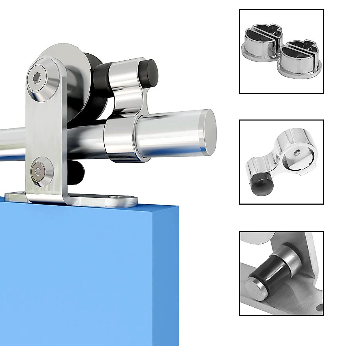 BONIKLUBA Stainless Steel Sliding Barn Door Hardware Track Kit Top Mount T Hanger Set for Single Door use, Easy to Install