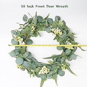 DiliComing Fall-Wreath Eucalyptus Front Door-Wreath - 20 Inch Year Round Artificial Door Wreath, All Season Wreath Clearance for Farmhouse, Wall and Window Decoration