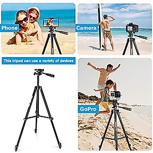 UBeesize 60” Phone Tripod with Carry Bag & Cell Phone Mount Holder for Live Streaming, Extendable Travel Lightweight Tripod Stand with Smartphone Wireless Remote, Compatible with iOS/Android
