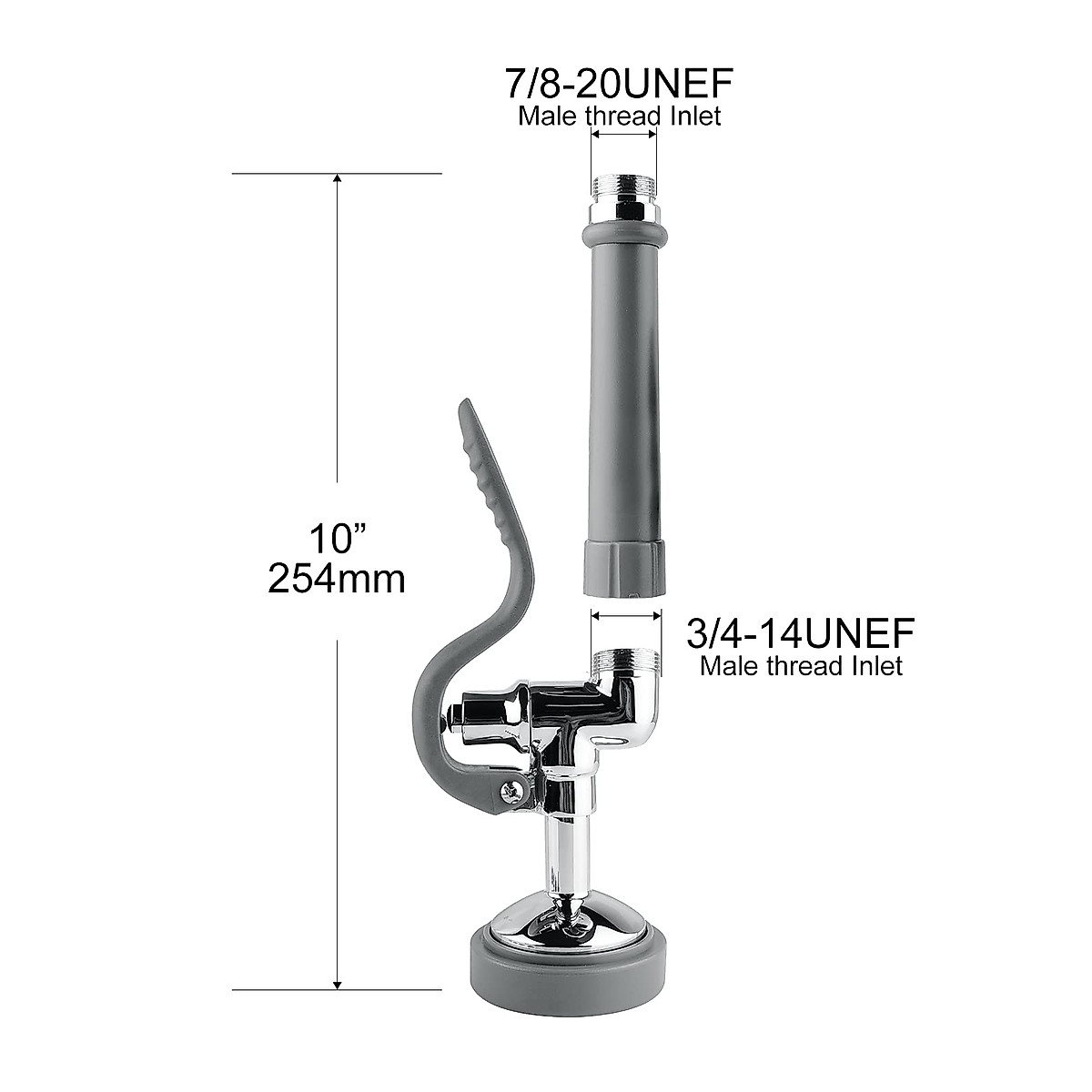MSTJRY Commercial Sink Sprayer Pre Rinse Sprayer Valve with Handle Grip Assembly,1.42 GPM High Pressured Commercial Dish Sprayer for Replacement Kit of Commercial Faucet, Polished Chrome （Gray）