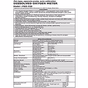 Portable Dissolved Oxygen Meter (Range: 0 to 20.0 mg/L) Aquariums, Medical Research, Agriculture, Fish Incubator Facilities Along with Factory Calibration Certificate Model: PDO-520