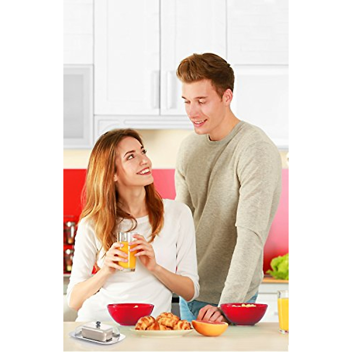 ALL GREEN Butter Dish with Lidand Knife Stainless-Steel Metal Saucer with Unbreakable Clear Plastic Lid Covered Butter Dish. Deluxe Butter Keeper, Container and Spreading Knife (clear).