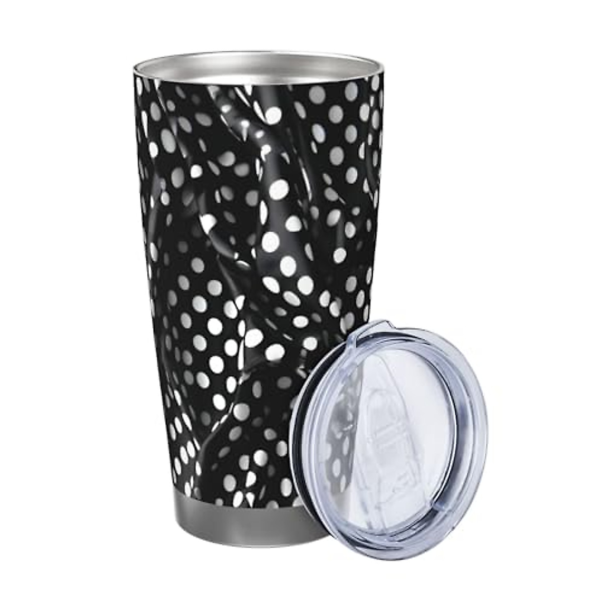 WXZYFP Car cup (single silver rim), can use a straw or drink directly, easy to use.Black and white corrugated dots