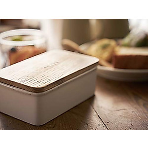 YAMAZAKI Home Butter Kitchen Dish, Tray Container | Ceramic | Food Storage, One Size, White