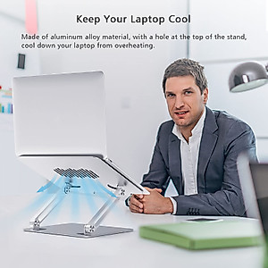 Laptop Stand for Desk, EPN Ergonomic Aluminum Alloy Laptop Holder Adjustable Height Computer Stand Notebook Riser Compatible with MacBook Pro Air, Dell, HP, Lenovo, Samsung More 9-16" Laptops-Silver