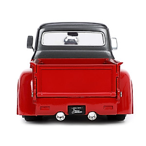 Jada Toys Just Trucks 1:24 1956 Ford F-100 Pickup Truck Red/Dark Gray with Tire Rack