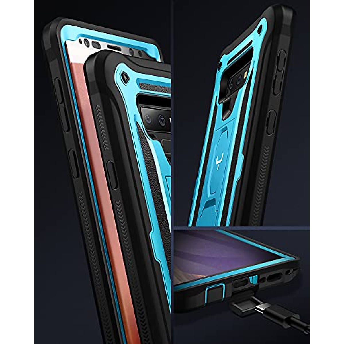 YOUMAKER Kickstand Case for Galaxy Note 9, Full Body with Built-in Screen Protector Heavy Duty Protection Shockproof Rugged Cover for Samsung Galaxy Note 9 6.4 Inch - Blue