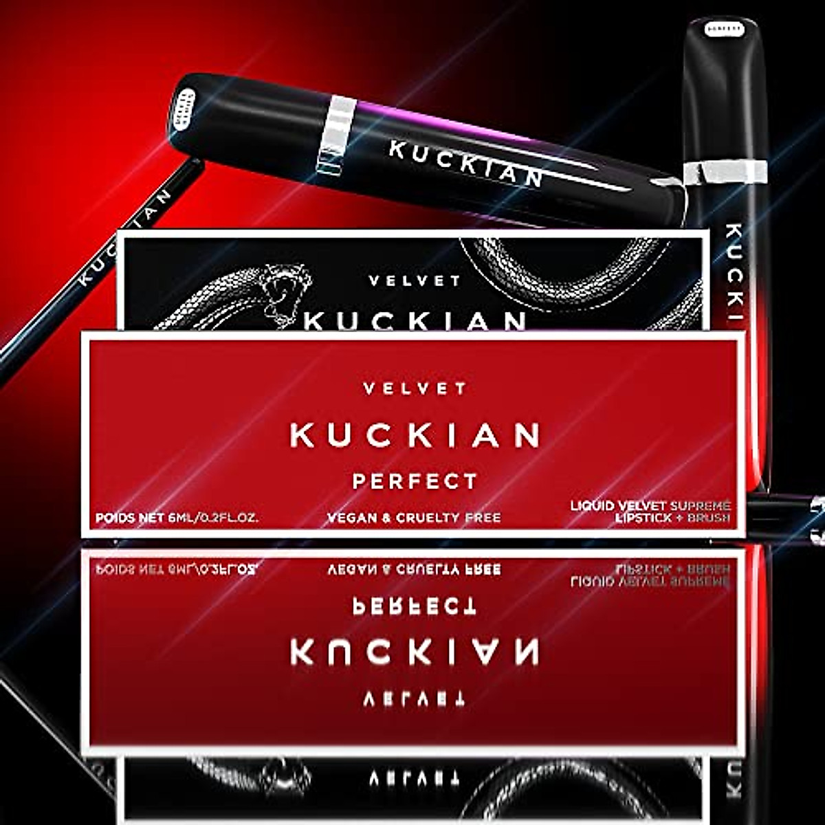 PERFECT Red Lipstick - 12-Hour Kiss Proof Velvet - Ultra Long Lasting - Brush & Diamonds - Clean, Vegan, Independent & Cruelty Free