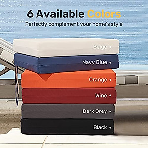 UNIKOME Outdoor Chair Cushions Pack of 4, Waterproof Patio Cushions with Ties, High Density Sponge Filling Square Corner Seat Cushions for Outdoor Furniture, 18.5"x16"x3", Orange