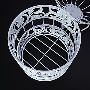 UEETEK Decorative Metal Bird Cage Home Hanging Ornament for Wedding Party Decoration (White)