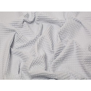 Cotton Waffle Fabric Pastel Blue Plain - per Yard