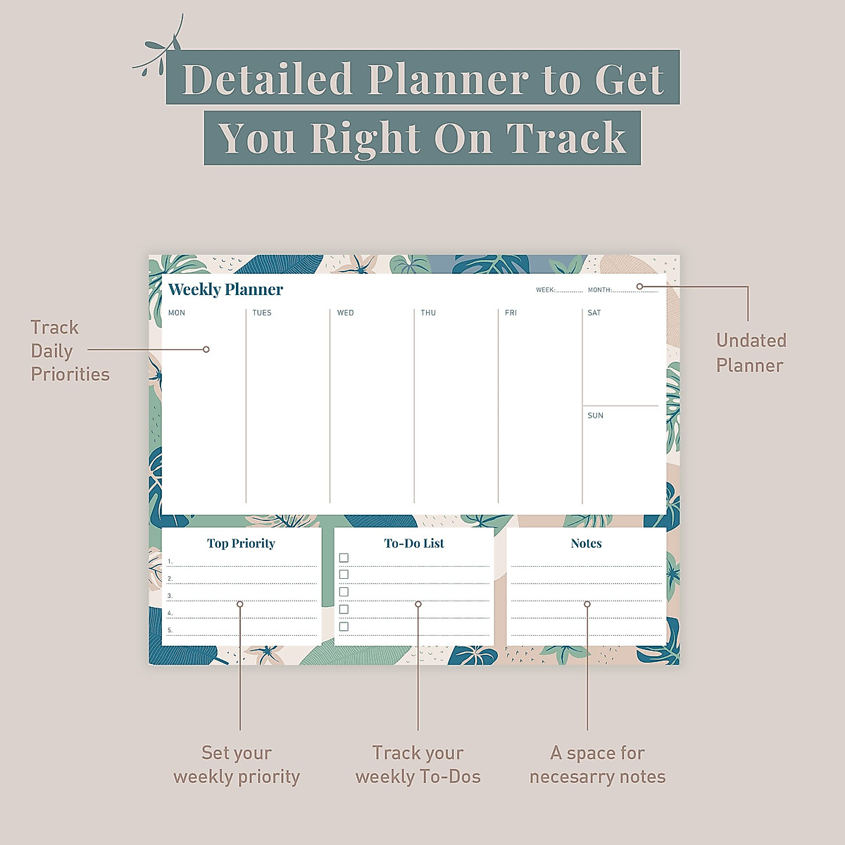 Rileys Weekly Planner Pad, Weekly Calendar Pad Tear Off, Desk Planner, Weekly To Do List Notepad, Weekly Planner Notepad, Desk Calendar, Undated Weekly Organizer, Daily To Do List Planner 11” x 8.5”