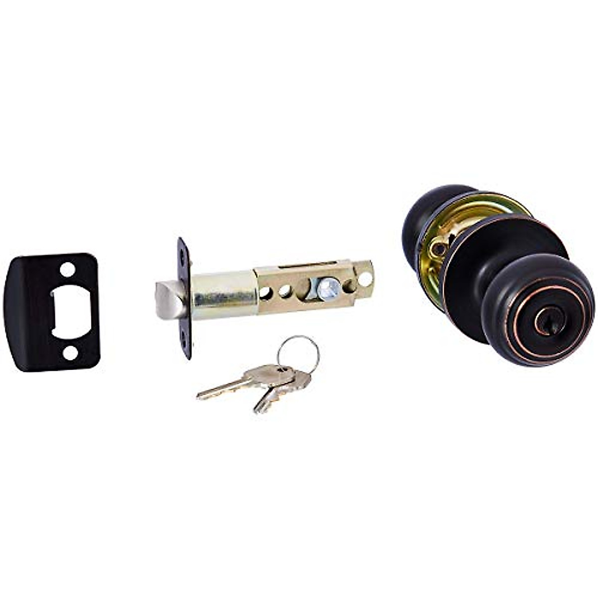 Amazon Basics Exterior Door Knob With Lock, Classic, Oil Rubbed Bronze