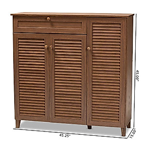 BOWERY HILL Wood 11-Shelf and Drawer Shoe Cabinet in Walnut Brown