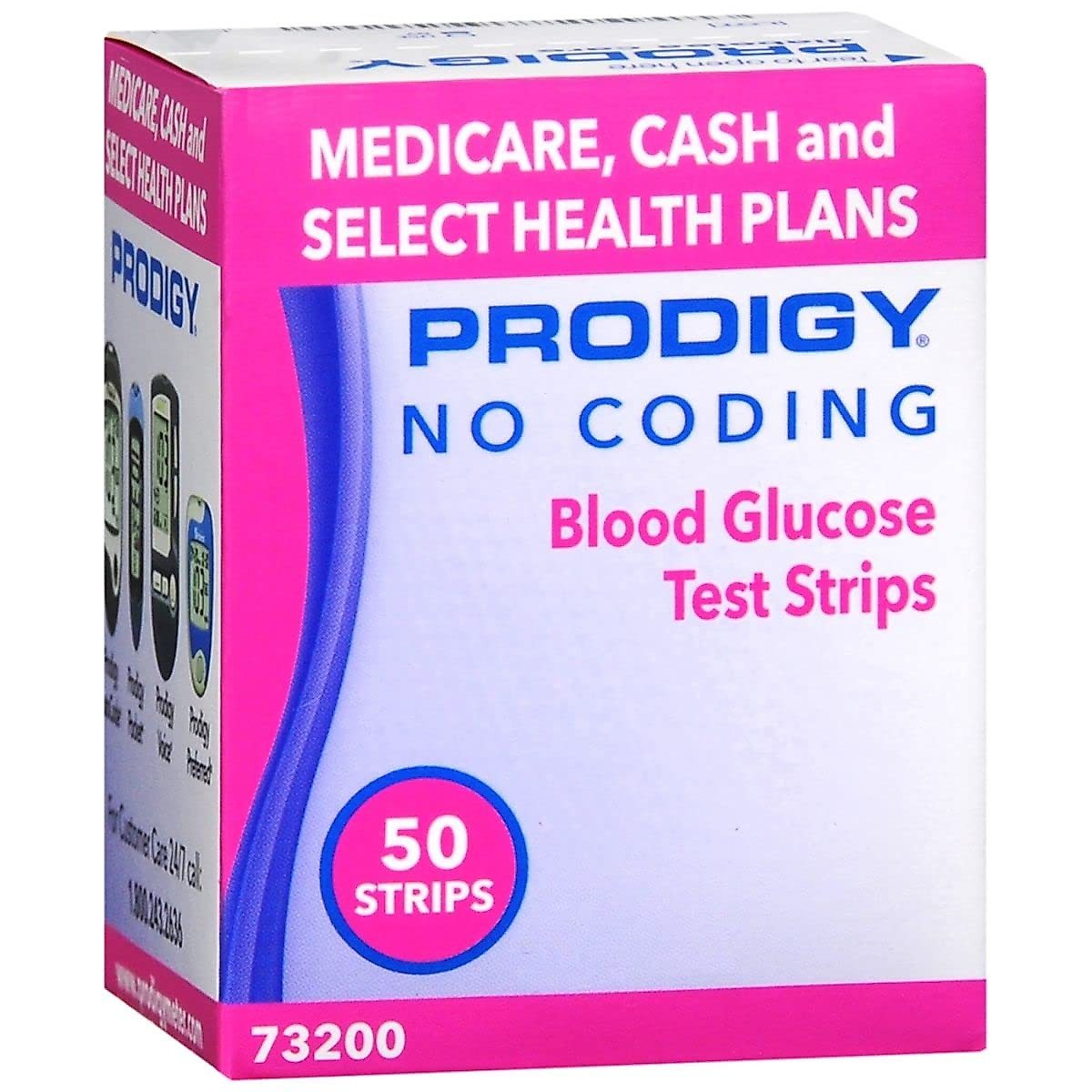 No Coding Blood Glucose Test Strips - 50 Strips, Pack of 5