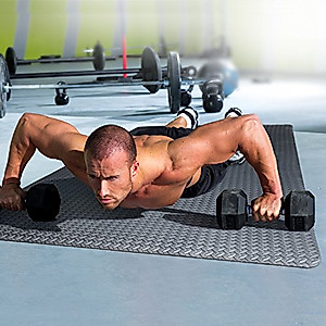 CAP Barbell Foam Mat, Black Diamond Plate Texture, 7mm Thick (MT-46937EBK)