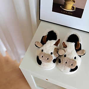 XIXITIAO Cow Slippers,slippers for Women Men,Cute Fuzzy Slippers, Womens/Mens Kawaii Animal Cartoon Cotton Plush House Slippers,Cloud Bedroom Winter House Shoes for Indoor